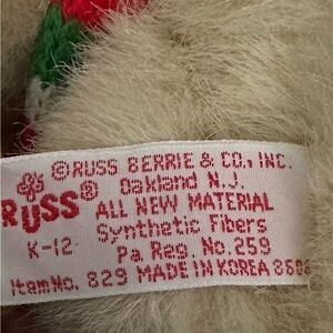 Russ | Toys | Vtg Russ Tuff Teddy Bear Plush 6 Earmuffs Red Green Scarf ...